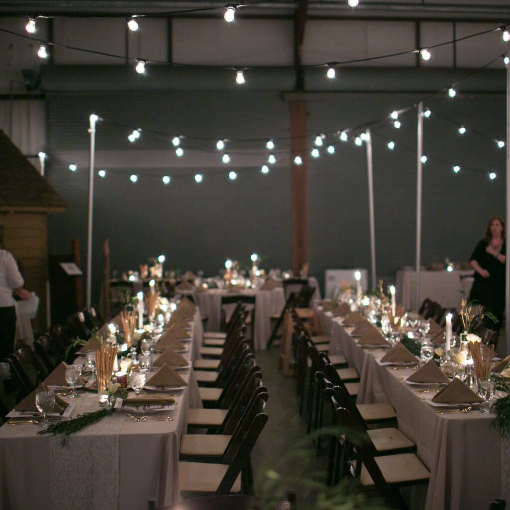 Overhead Indoor Lighting with Uprights | Collective Event Group