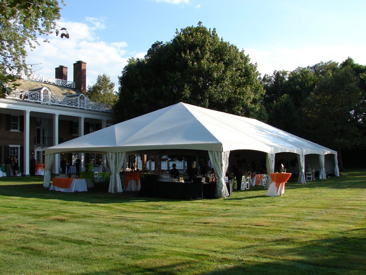 White Frame Tent Rental with Hip Ends | No Center Poles Needed!