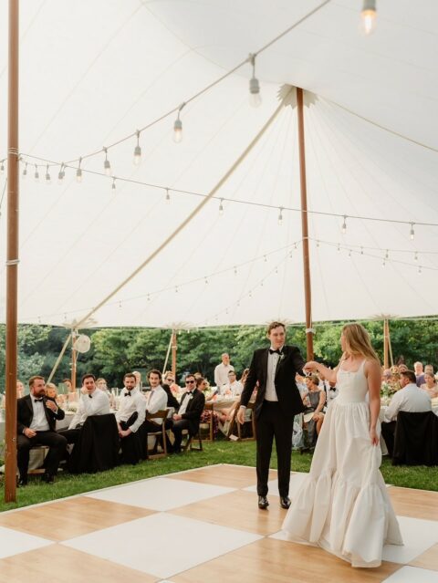 White and Birch Checkered Dance Floor | Collective Event Group