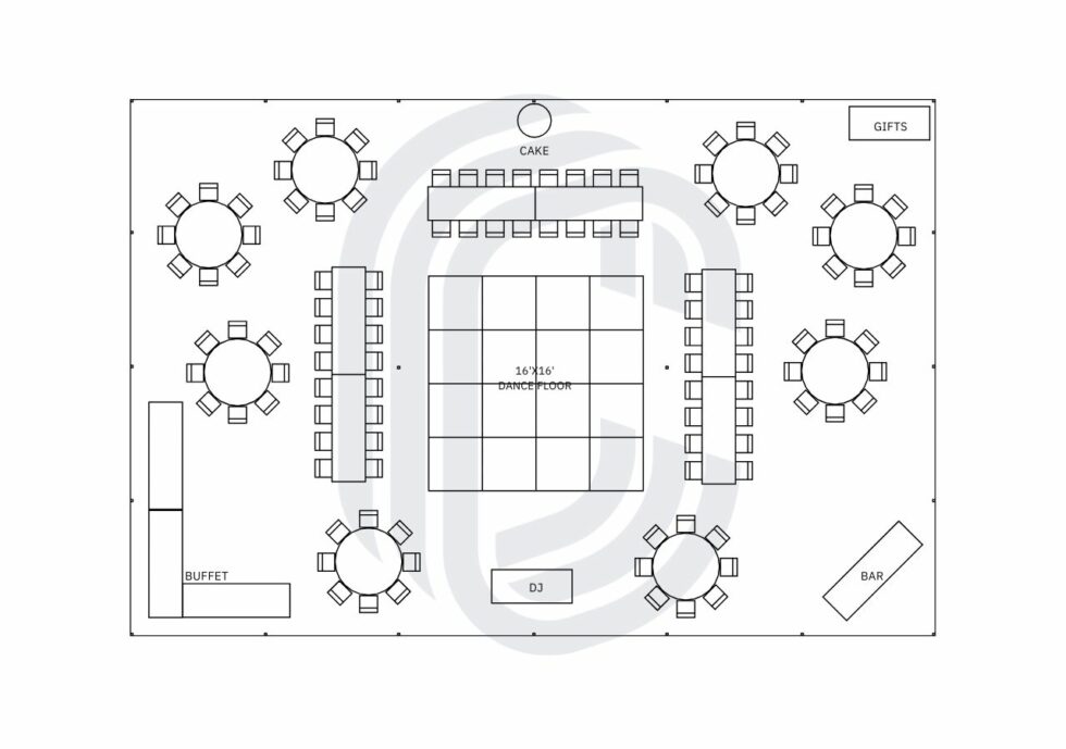 40' by 60' Tent Layout for a 112 Guest Wedding | Collective Event Group