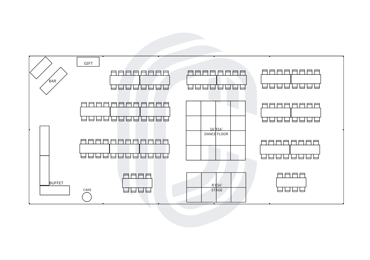 40' by 80' Frame Tent Layout for a 144 Guest Wedding | Collective Event ...